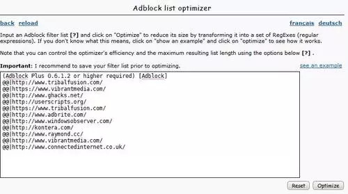 adblock сүзгісін оңтайландырушы