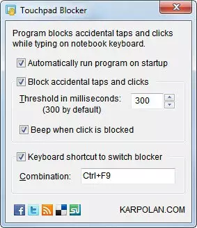 Touchpad Blocker, រារាំងក្តារចុចដោយចៃដន្យជាមួយនឹងសកម្មភាព Touchpad