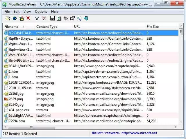 MozillaCacheView, Perisian Pengurusan Cache Firefox