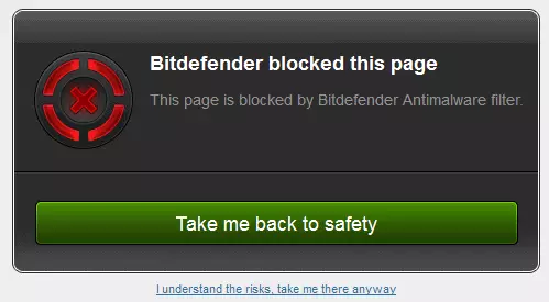 bitdefender заблокував цю сторінку