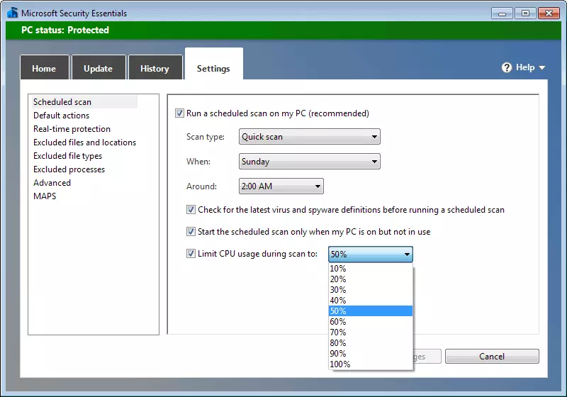 Sisteminizdə Microsoft Security Essentials yükünü necə azaltmaq olar