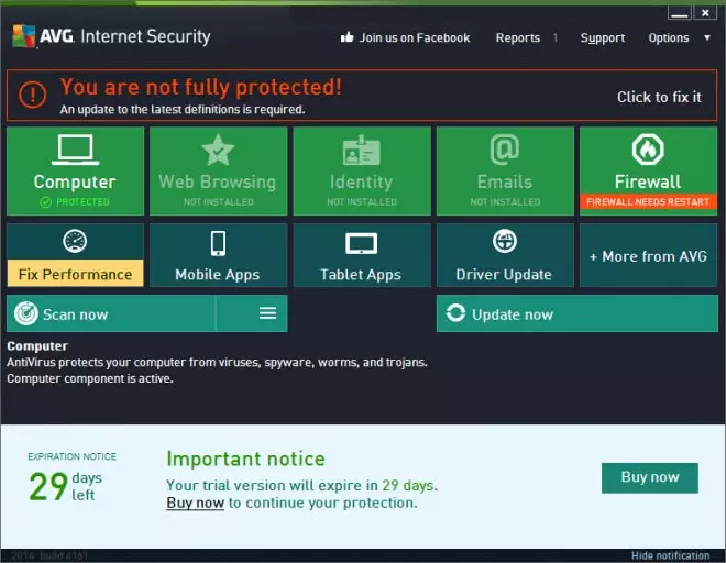 AVG Internet Security fitsapana