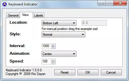 options d'indicateur de clavier