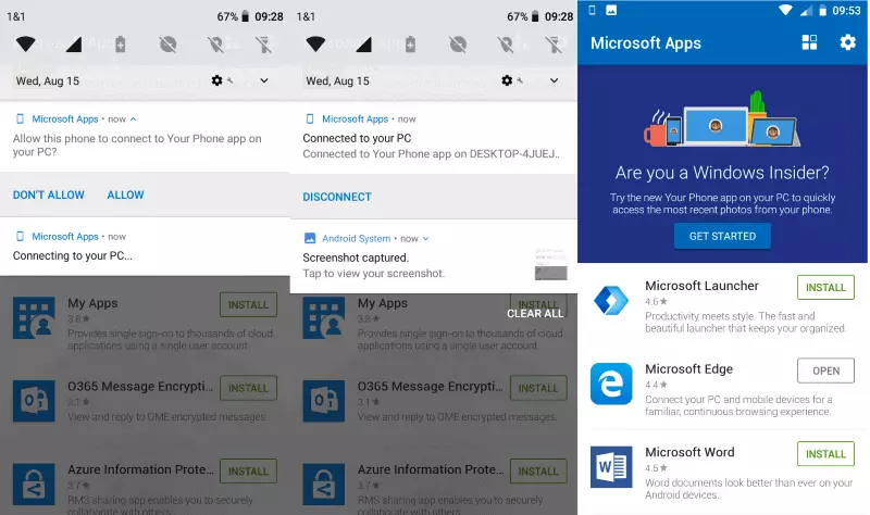 microsoft uygulamaları android windows 10