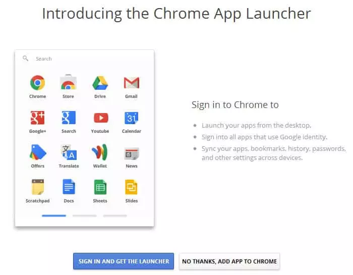 Chrome アプリ ランチャー