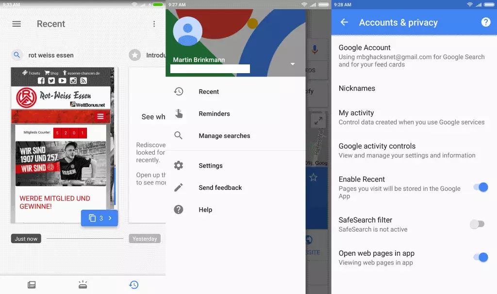 L'app Google acquisisce uno screenshot delle tue ricerche su Android