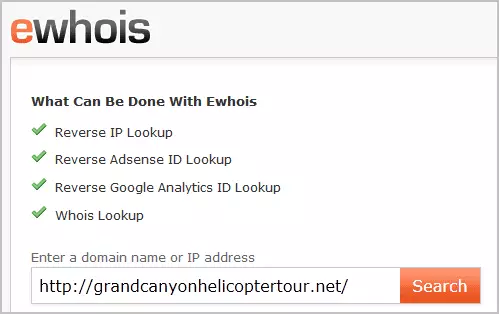 eWhois, fordított IP, Adsense, Analytics keresések