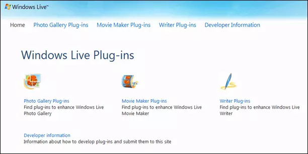 Windows Live viðbætur vefsíða opnar