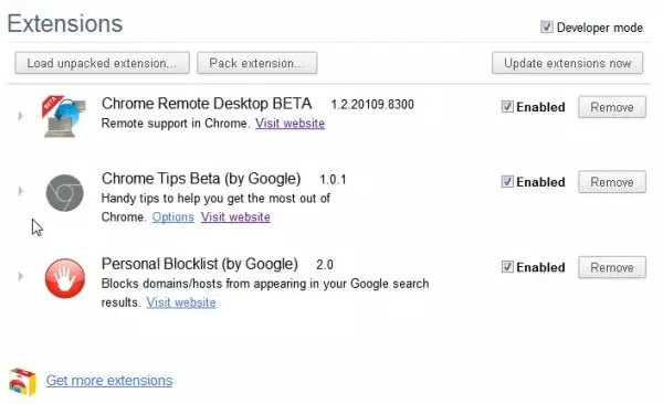 Google Chrome Tips Beta viðbót