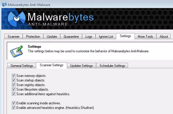 Exploración de arquivos anti-malware de malwarebytes