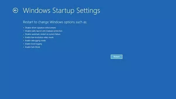 Windows Startup Settings