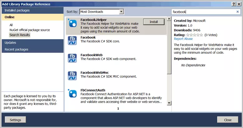 Voeg eenvoudig toe te voegen functionaliteit toe aan uw .Net Development Project met NuGet 7018_2