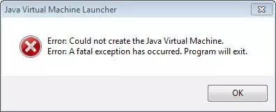 エラーで Java 仮想マシンを作成できませんでした