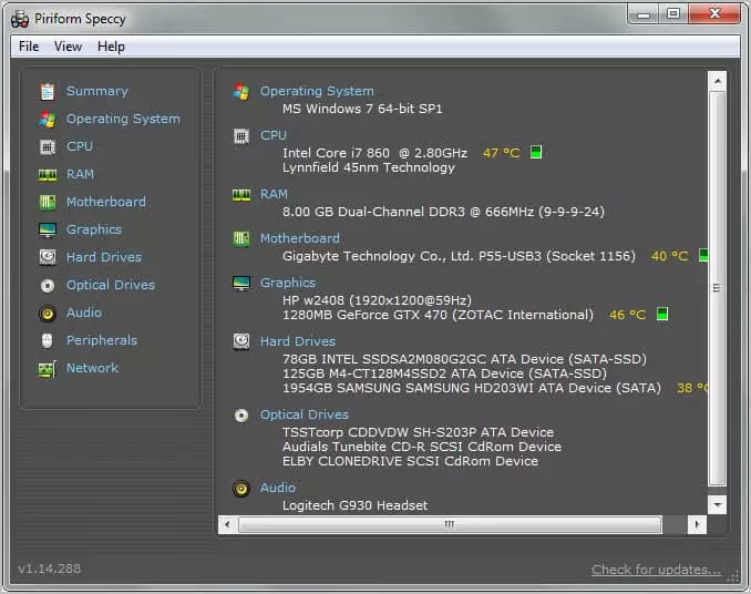 PC Information Tool Speccy aktualisiert, bessere SSD-Erkennung