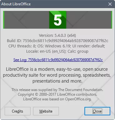 LibreOffice 5.4 Pa pagesë ndër-platformë Office Suite ka dalë