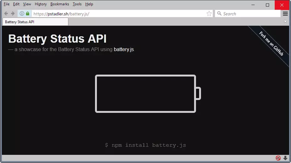 Firefox status baterije API