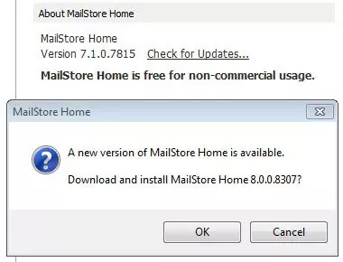 mailstore መነሻ ዝማኔ 8.0 ቅጽበታዊ ገጽ እይታ