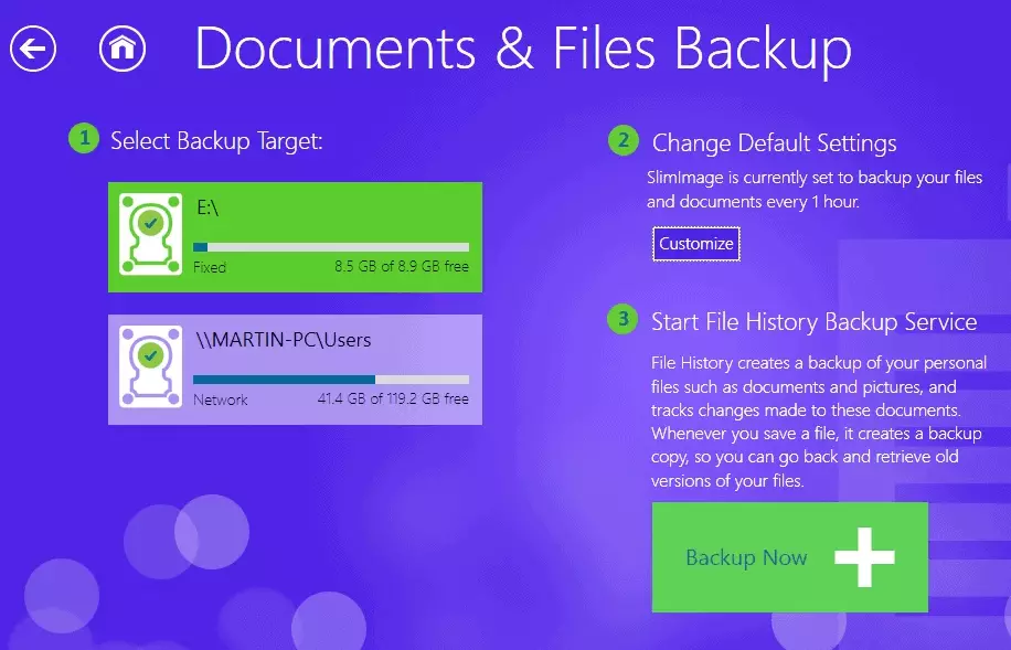 SlimImage: Windows 8 backup software