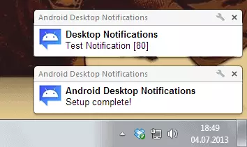 Tampilkan notifikasi Android di desktop