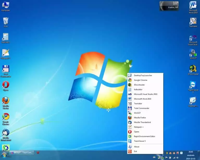 Peluncur Baki Desktop, Buka Pintasan Desktop Dari Baki Sistem Windows