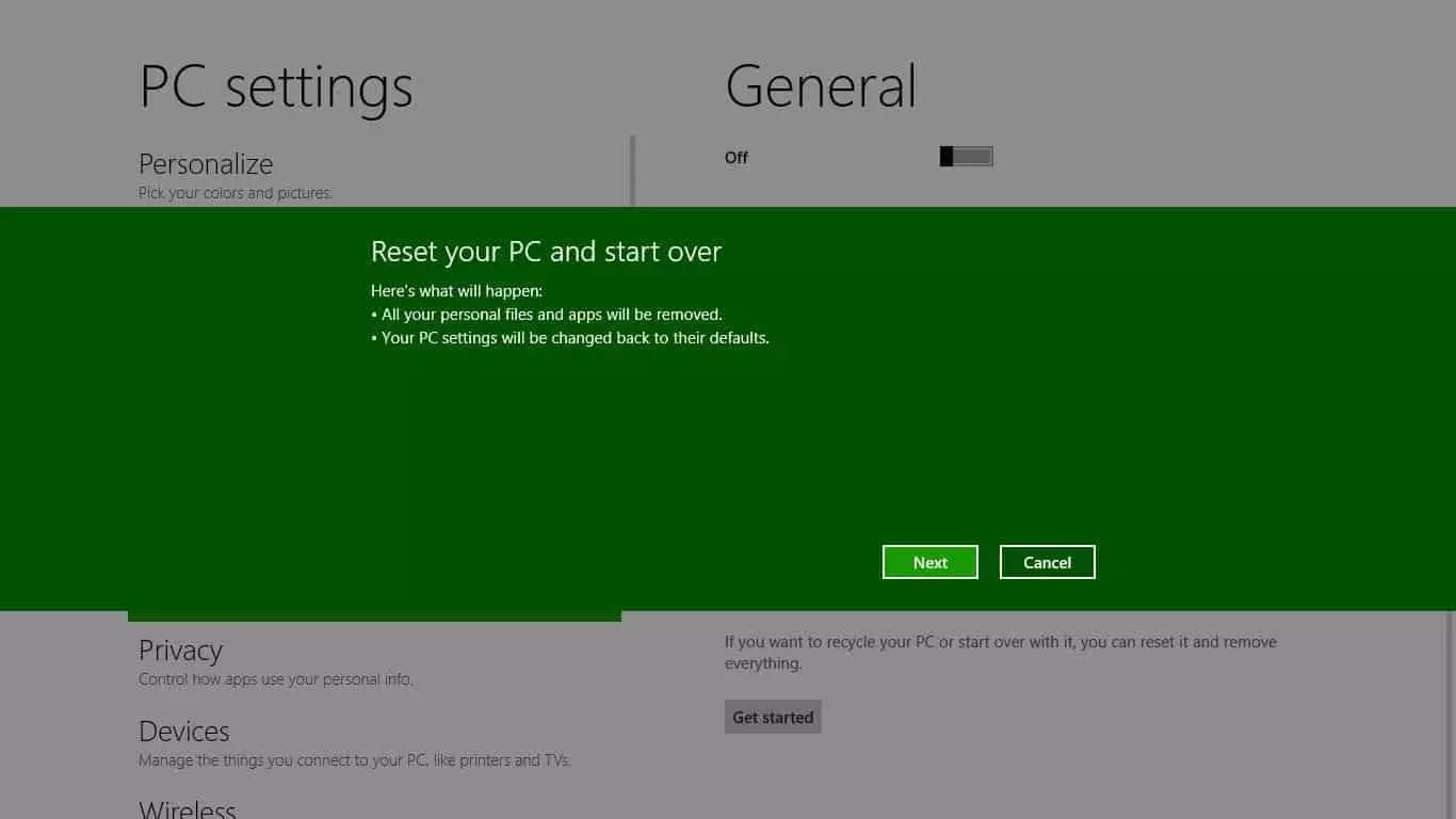 Restablecer e actualizar ordenadores con Windows 8