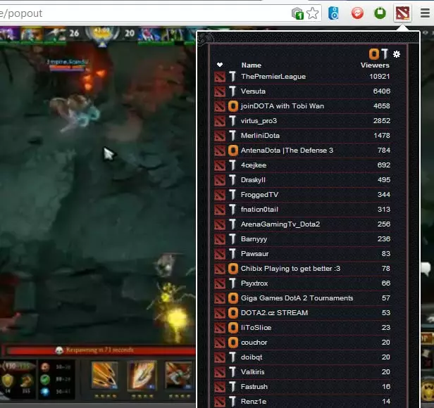 dota2 stream browser