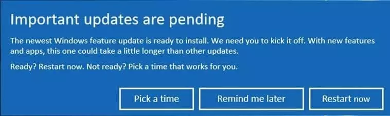 Windows 10 Fall Creators Update Prompt