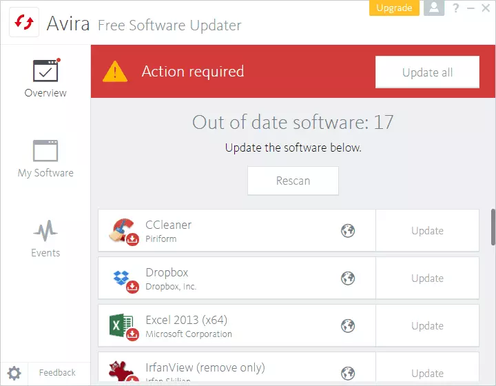 Revisió d'Avira Free Software Updater