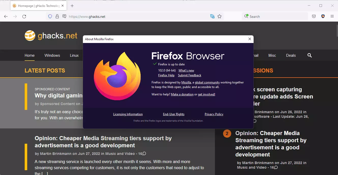 Firefox 102: ฐาน ESR ใหม่และความปลอดภัยที่ได้รับการปรับปรุง