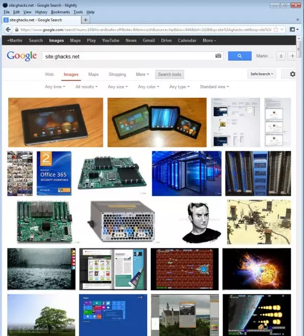 google images وب سایت را مرور می کند