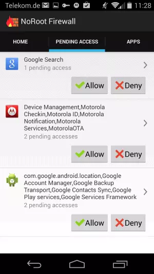 Android bloquea o acceso a internet