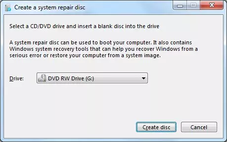 disc de recuperació del sistema Windows 7