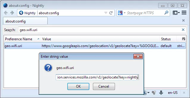 Canja daga sabis ɗin wurin Google zuwa na Mozilla a Firefox