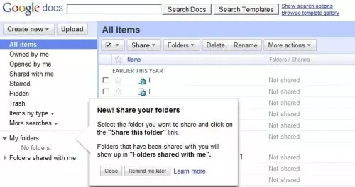 google docs share folders