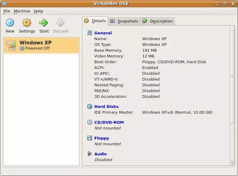 Kwinjiza Windows XP nkimashini isanzwe kuri VirtualBox