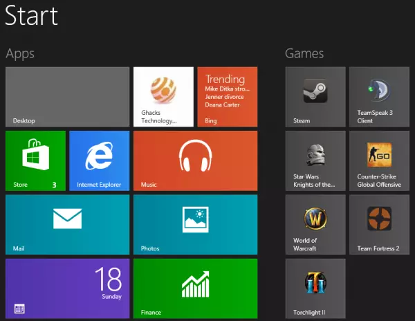 Pin Steam Spiller op Windows8 Startbildschierm