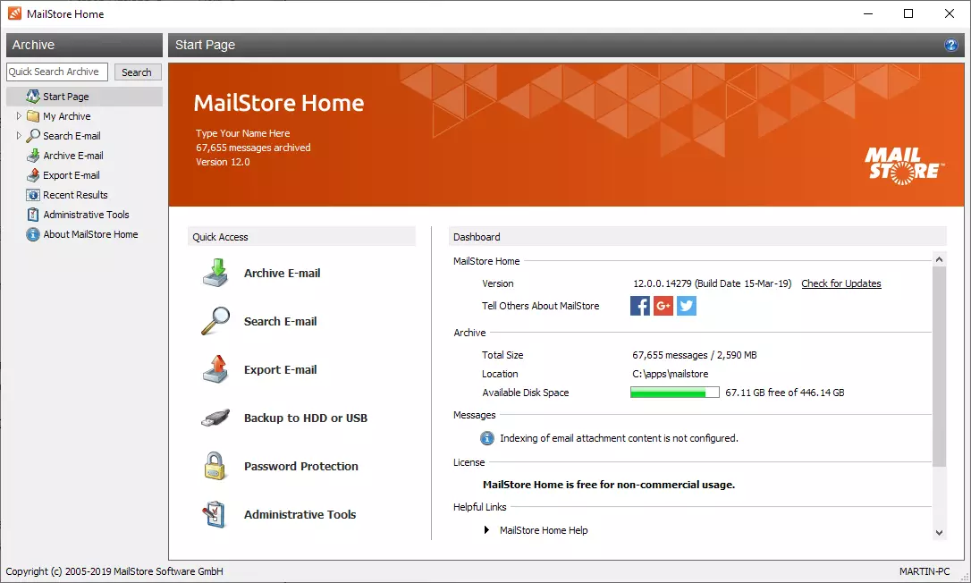 Email backup software MailStore Tsev 12.0 tso tawm