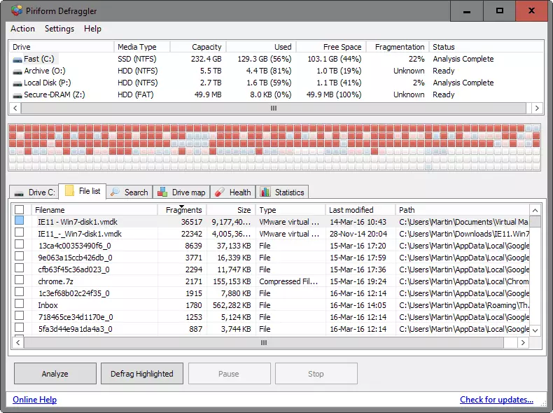 ការ defragment