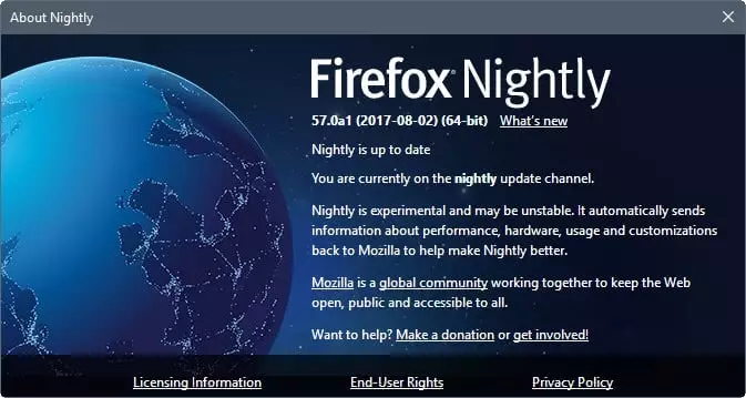 Você não pode fazer o downgrade dos perfis do Firefox 55