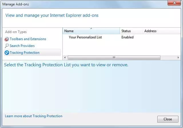 قوائم الحماية من التعقب في Internet Explorer 9