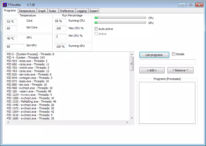 TThrottle nyegah cpu lan gpu overheating kanthi mbatesi proses kanthi otomatis