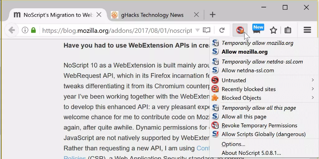 firefox noscript webextensions