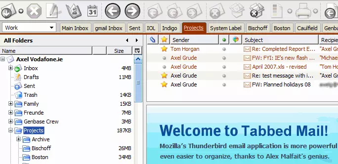 Szybkie foldery Thunderbird