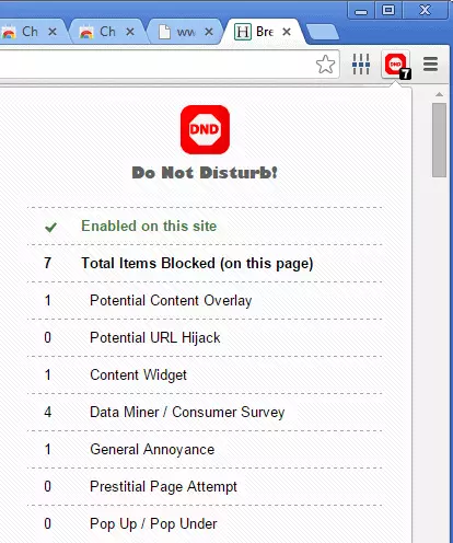 Chrome için Rahatsız Etmeyin, web'deki can sıkıcı şeyleri engeller