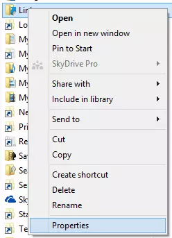 Windows 8 dešiniuoju pelės mygtuku spustelėkite meniu ypatybes