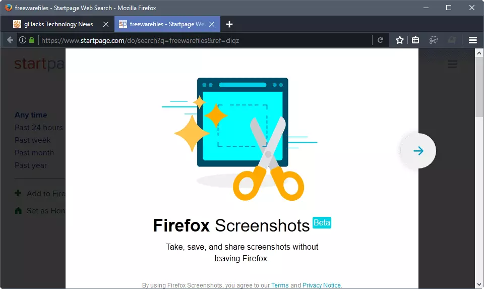 capturi de ecran Firefox