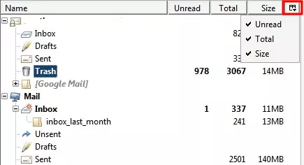 thunderbird email folder view