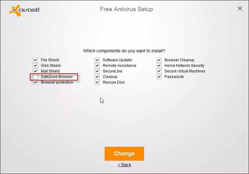 avast setup remove safezone 2