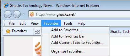 internet explorer-favoritter