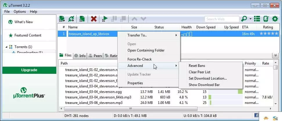 Himura igice cyarangije gukuramo Bittorrent kurindi disiki